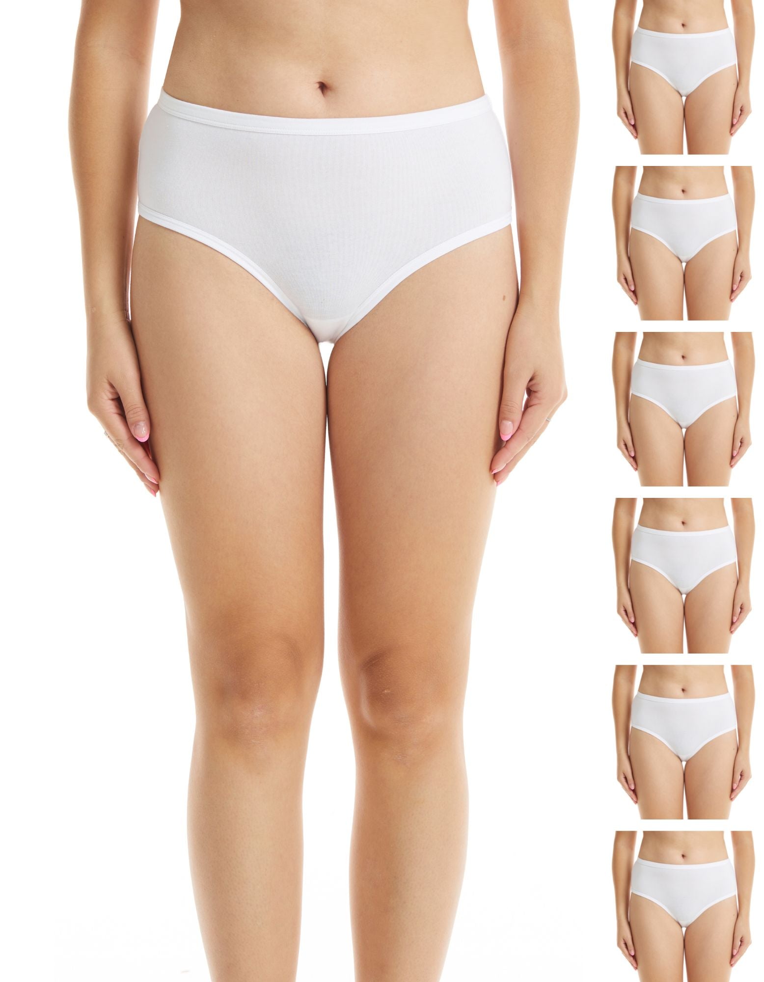White Cotton High Rise Brief Underwear for Women